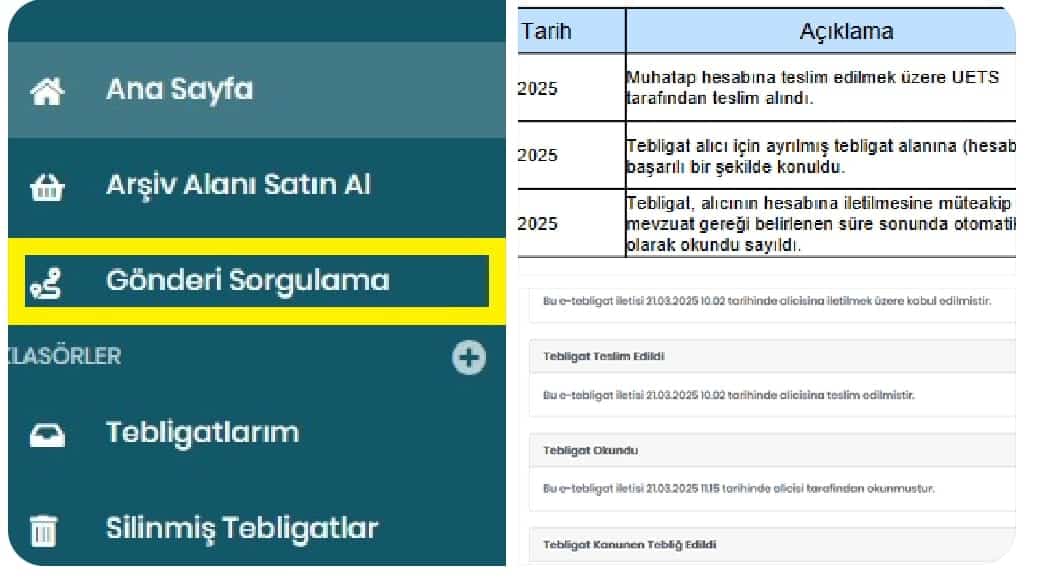 PTT UETS ana sayfasına e-tebligat barkoduyla gönderi durumunu sorgulama ...